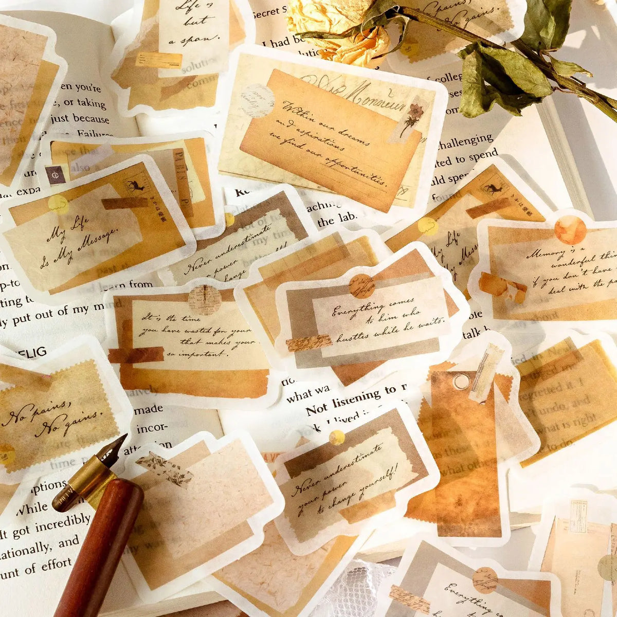 Vintage Style Old Paper Decorative Stickers – Original Kawaii Pen