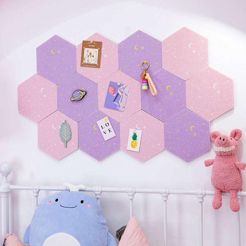 3D Hexagon Moon & Star Message Board Set (7pcs) – Original Kawaii Pen