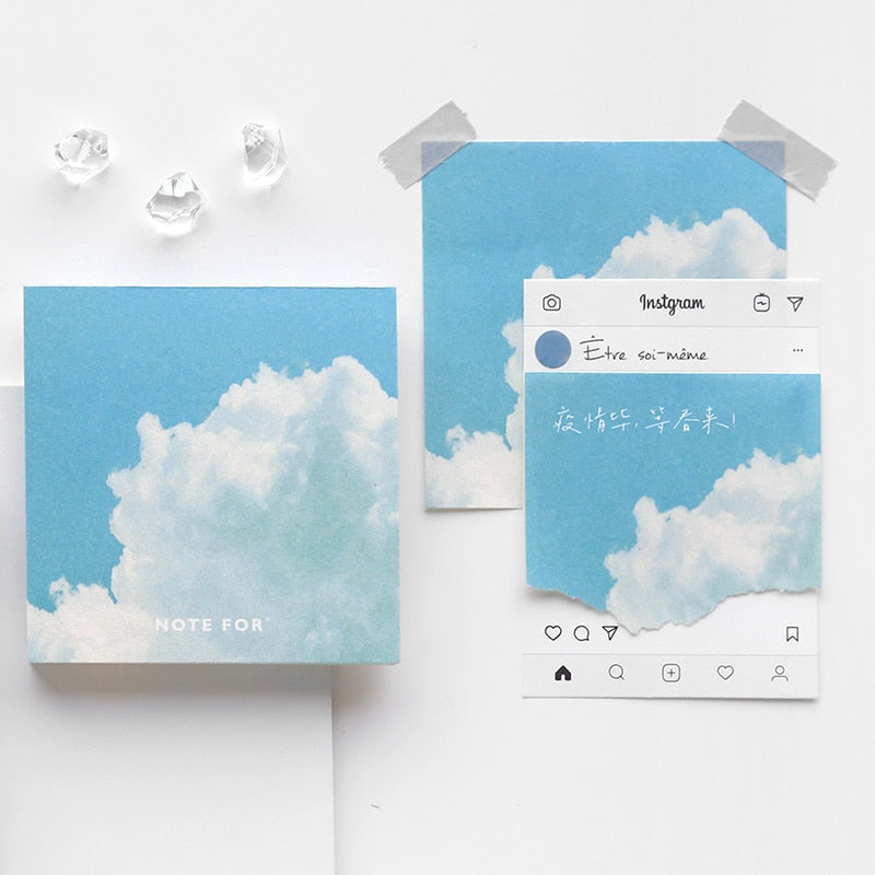 Cloudy Sky Sticky Notes ⭐ 100 Sheets Value Pack⭐ – Original Kawaii Pen
